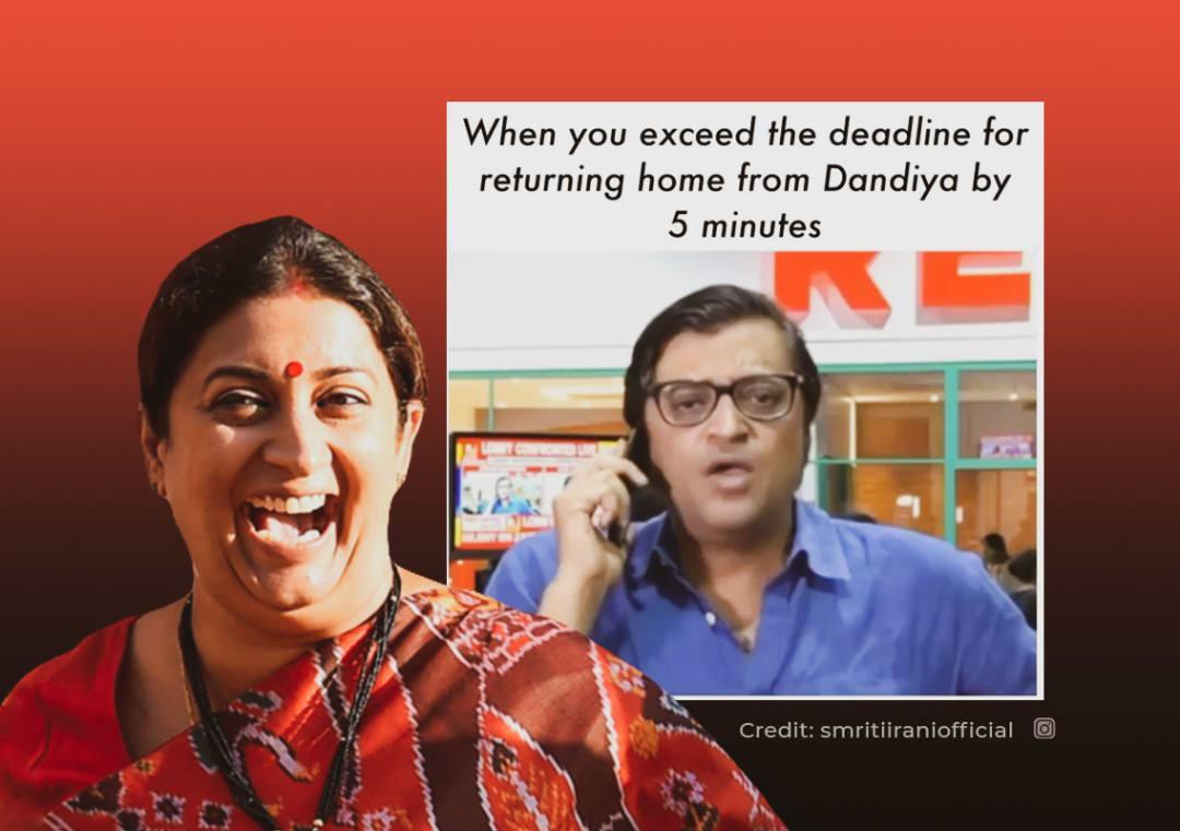 Smriti Irani shares meme comparing Arnab Goswami to a shouting mother ...