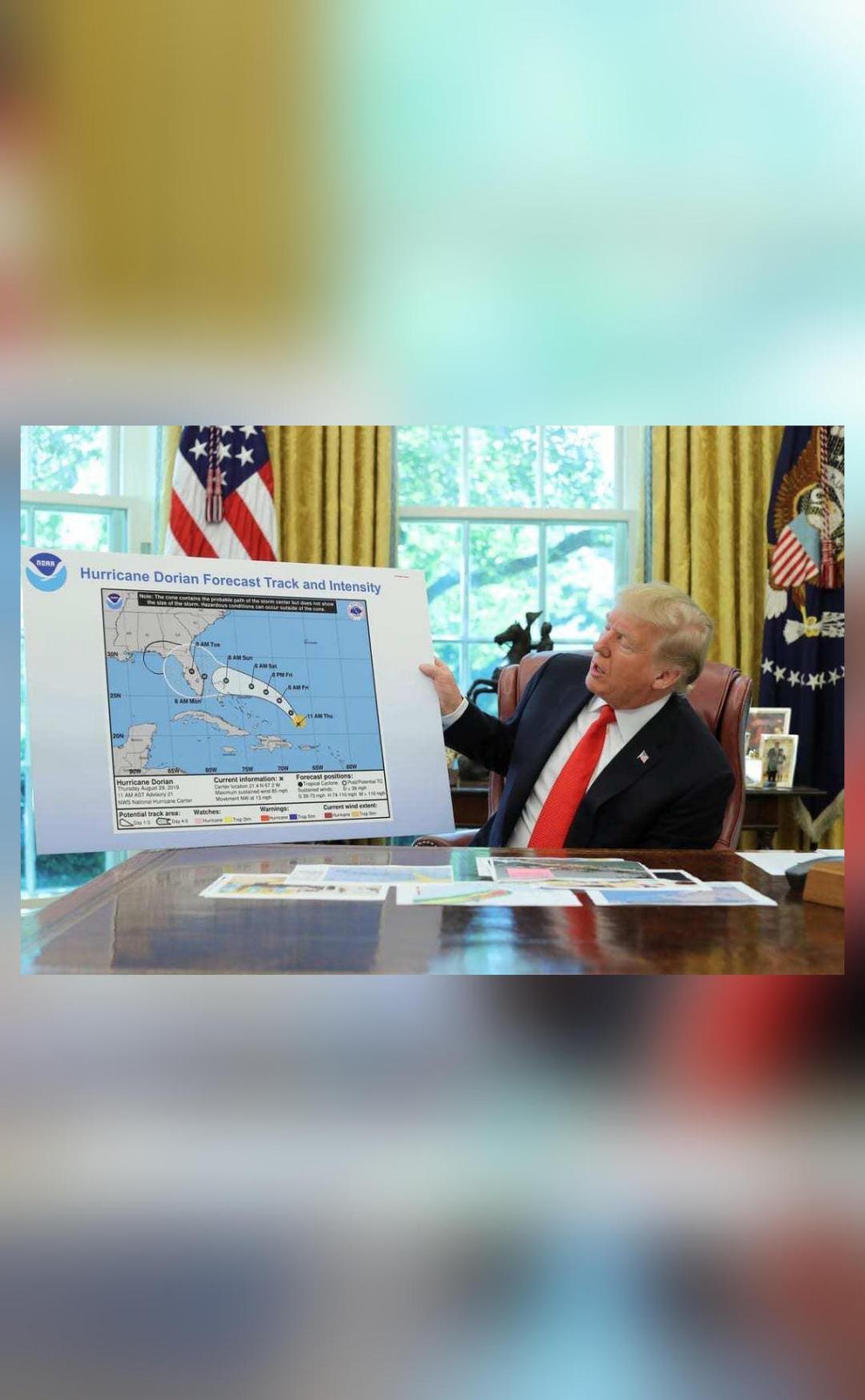 Trump shows Hurricane Dorian map apparently altered by marker pen ...