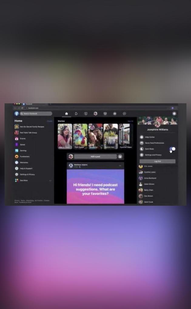 Facebook begins testing dark mode for web interface