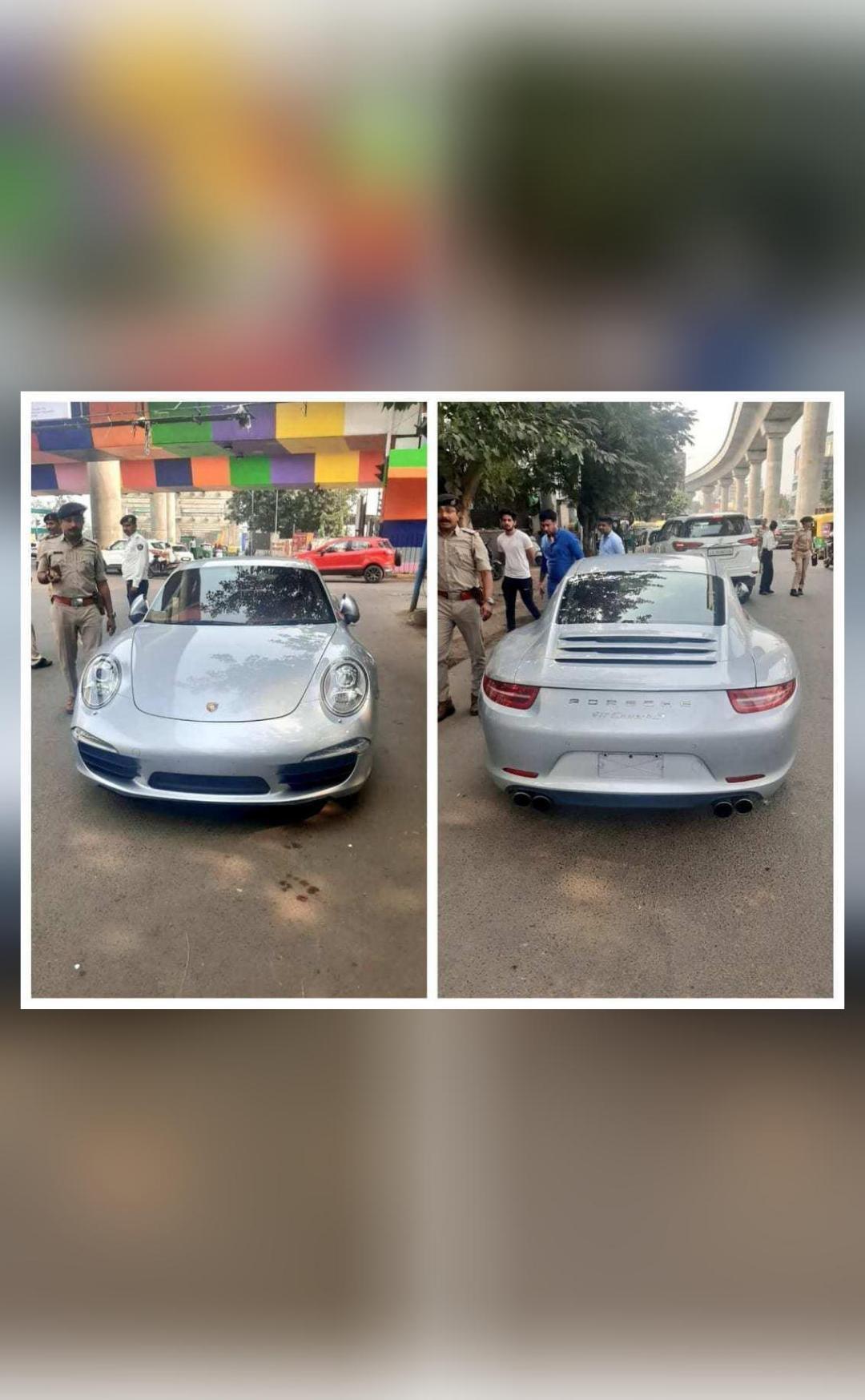 Porsche owner rides car without number plate and documents, fined ₹9.8 lakh