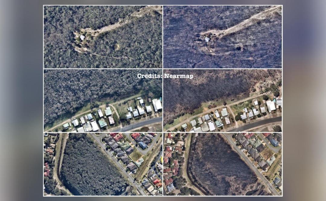 Before and after images show damage done by Australian bushfires