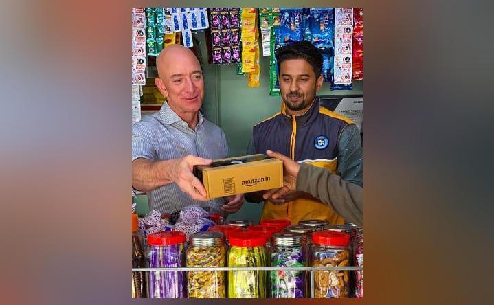 Jeff Bezos delivers package from kirana store in Mumbai, shares pictures
