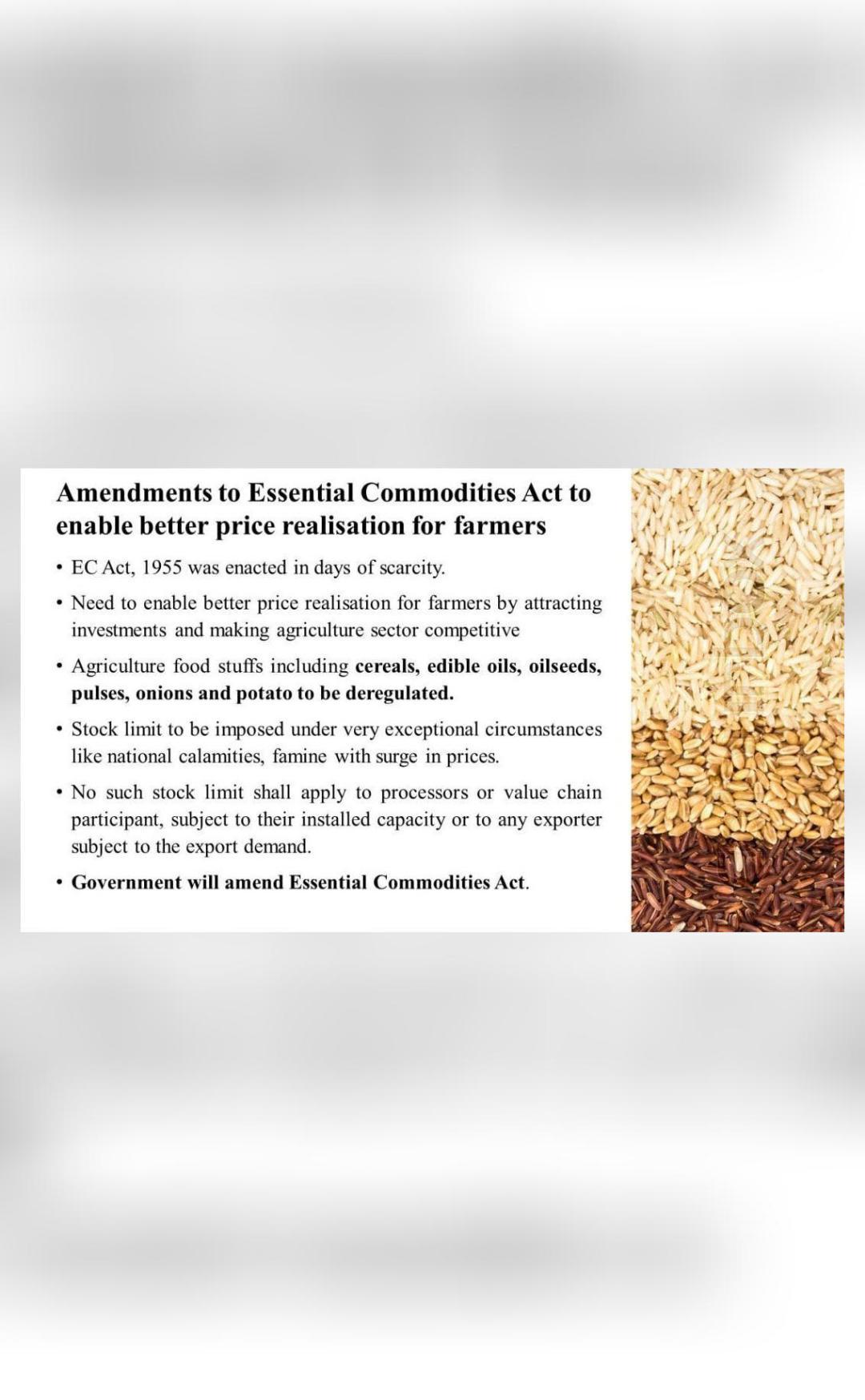Govt to amend Essential Commodities Act for better price realisation ...