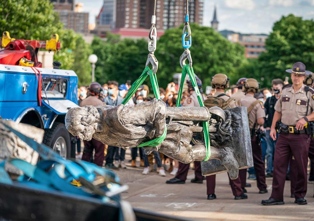 Christopher Columbus' statue toppled during protest in US' Minnesota ...