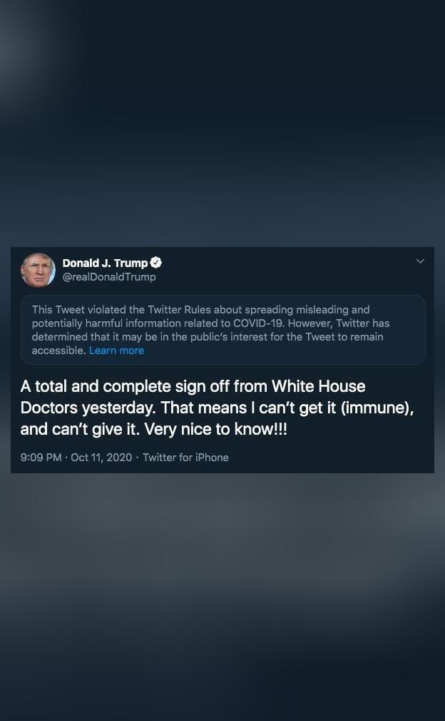 Twitter adds warning label to Trump's tweet claiming he is immune to ...