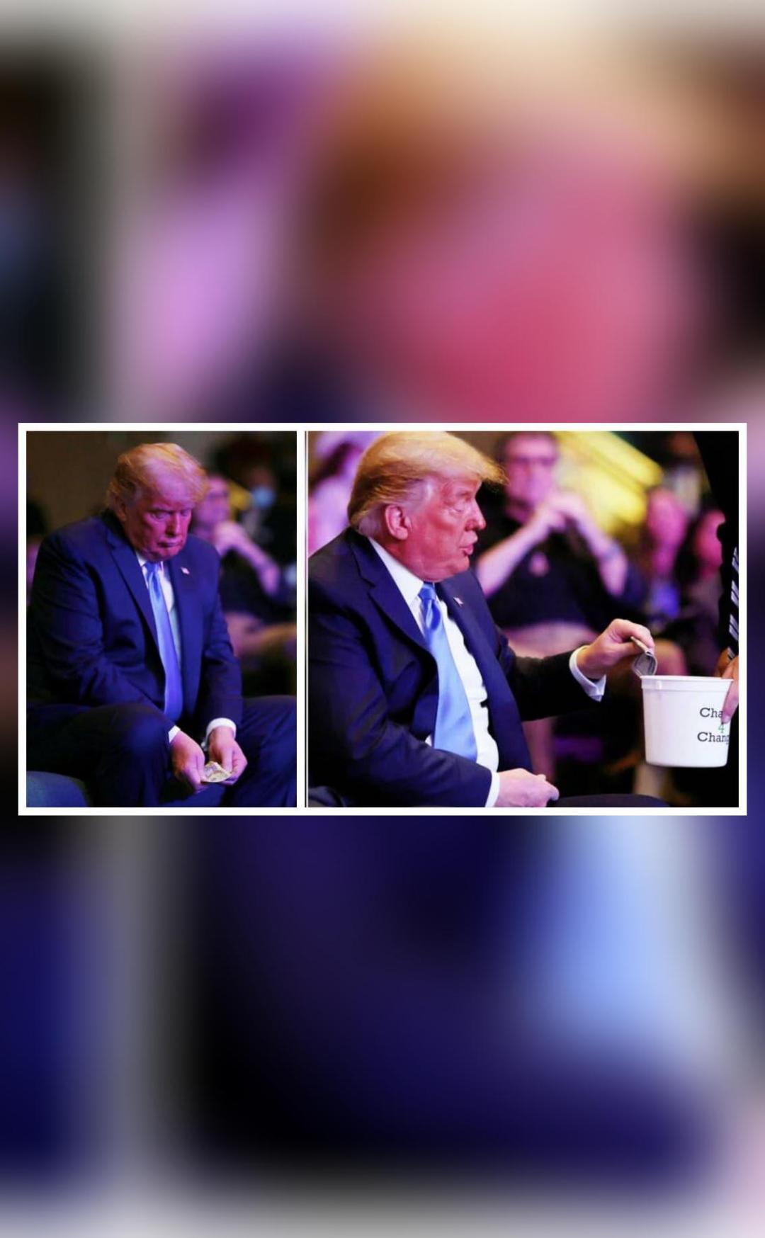 Trump counts $20 bills before donating at church; video goes viral