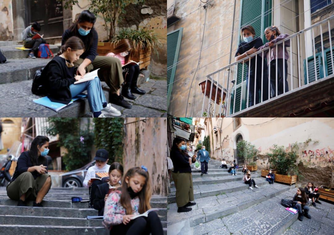 Teachers in Italy hold classes on streets as students attend from ...