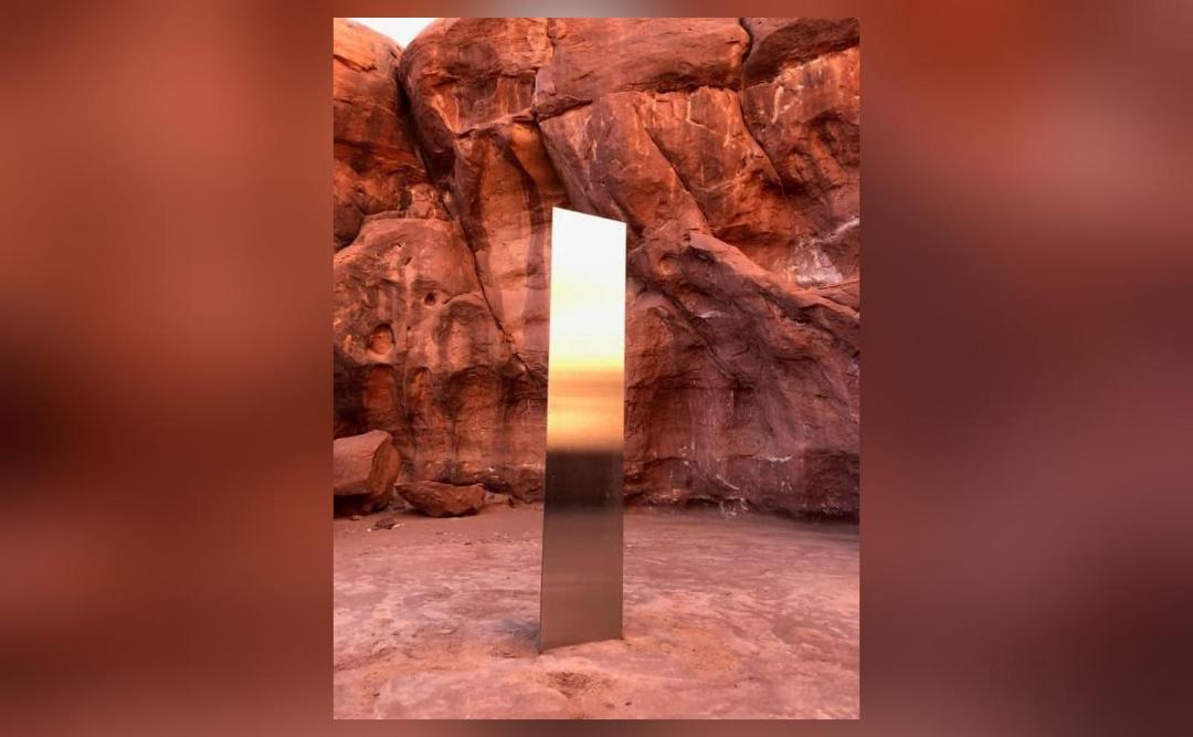 Metal monolith found in US desert disappears after visitors track it down