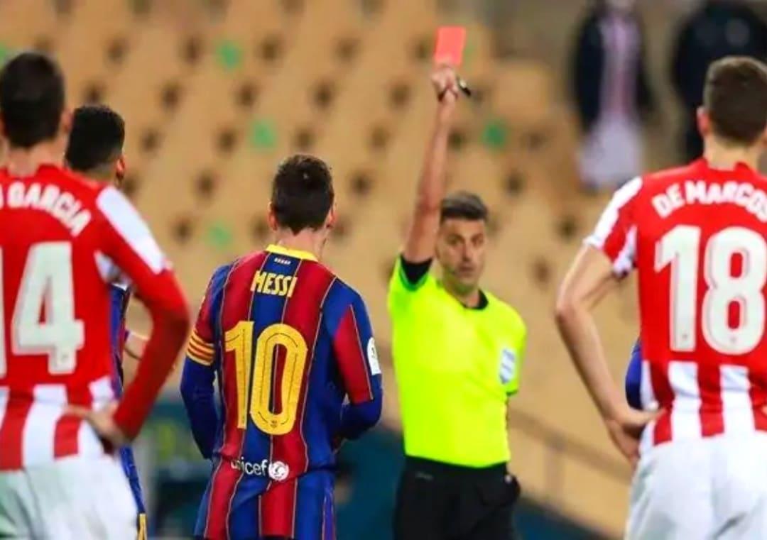 Lionel Messi sent off for first time in his Barcelona career | Sports ...
