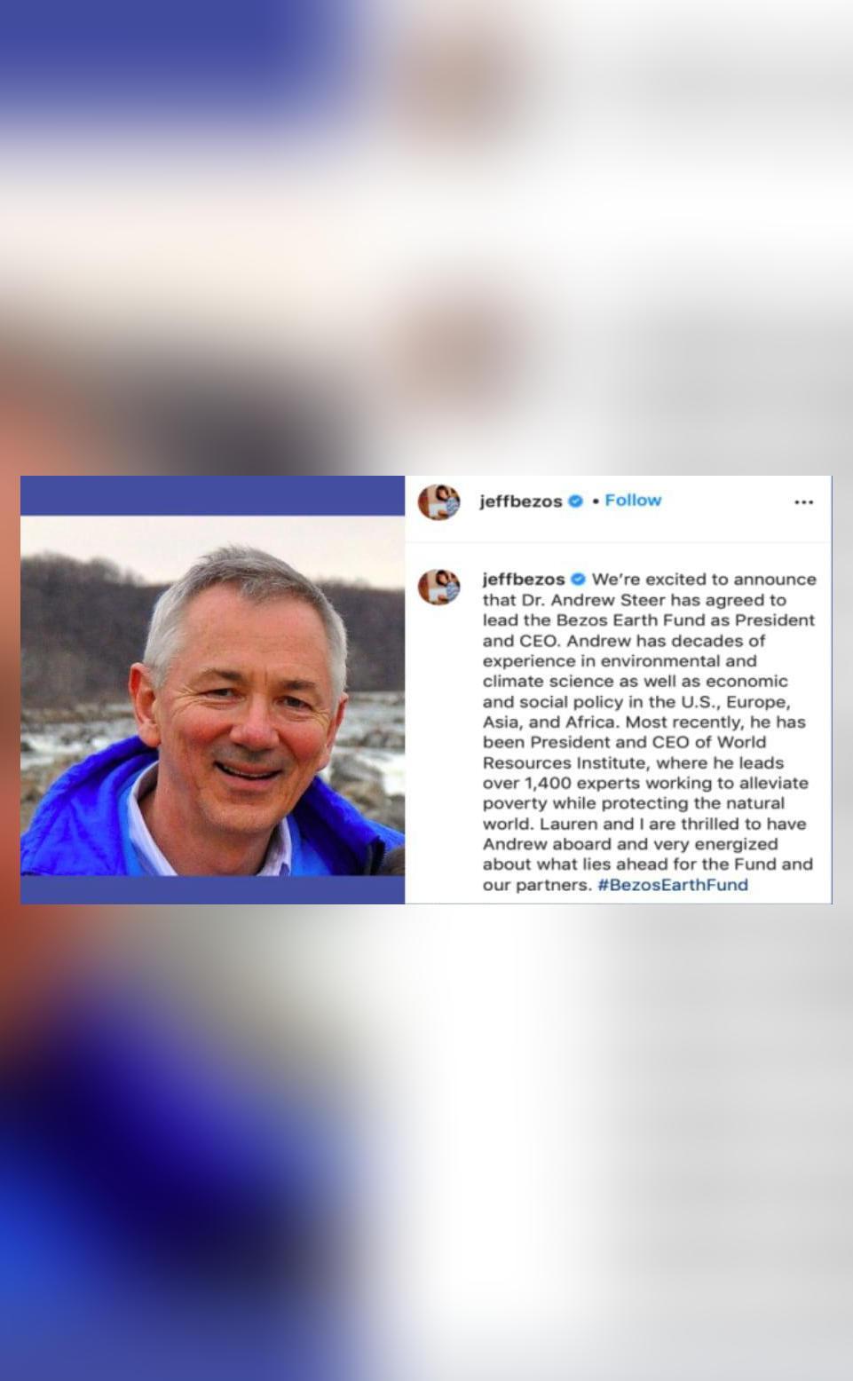 Jeff Bezos names Andrew Steer as head of $10-bn Bezos Earth Fund