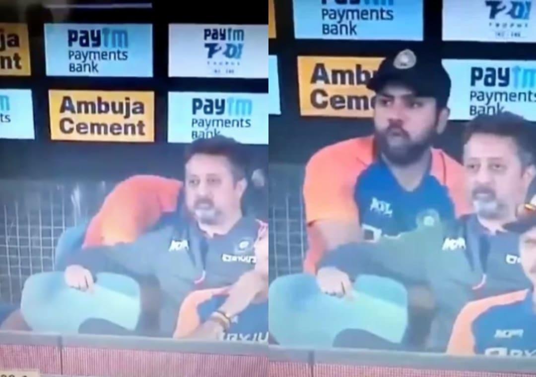 Cameras catch Rohit eating while hiding behind a support staff member ...