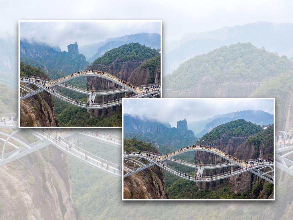 Pics of 459-ft-high 'bending' glass bridge in China go viral | Travel ...