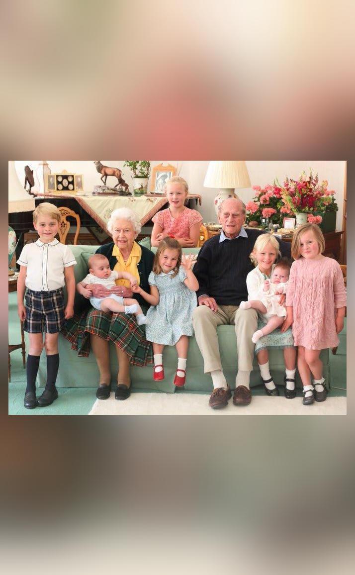 Royal Family releases 2018 photo of Prince Philip with his seven great ...