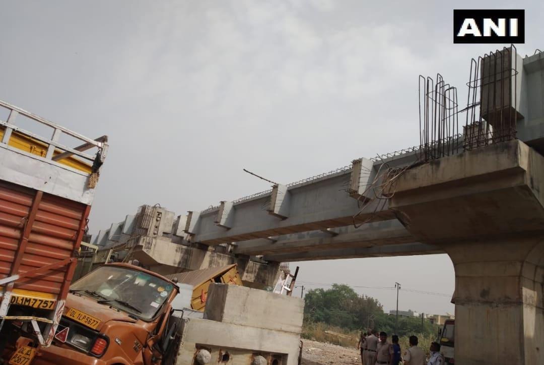 Portion of under-construction bridge collapses in Delhi's Punjabi Bagh ...