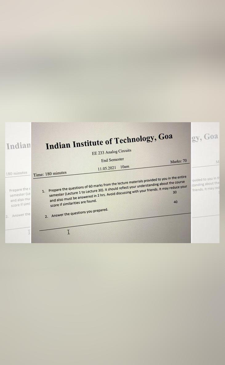 IIT Goa asks students to frame own questions & answer them in exam, pic ...