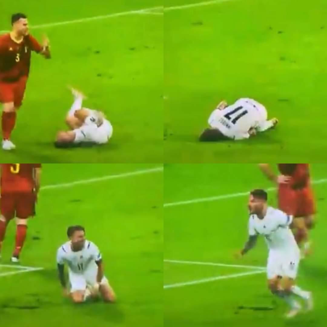 Italian footballer rolling on ground in pain jumps to celebrate goal ...
