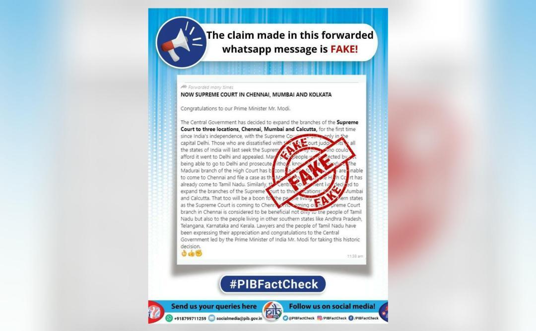 Fake claim: Govt on WhatsApp text saying 'SC to expand to Chennai ...