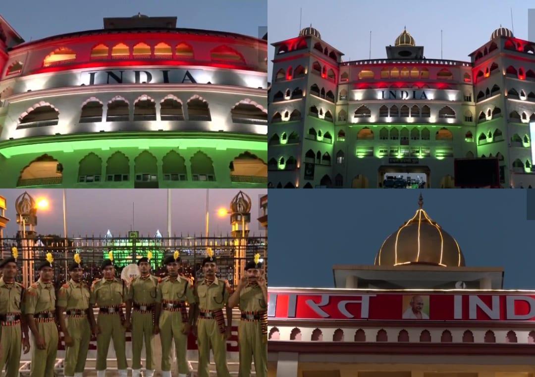 Attari border illuminated in Tricolour on Independence Day eve ...