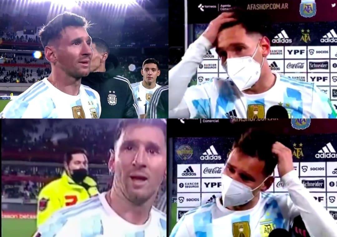 Lionel Messi breaks down after his first match in Argentina in months ...