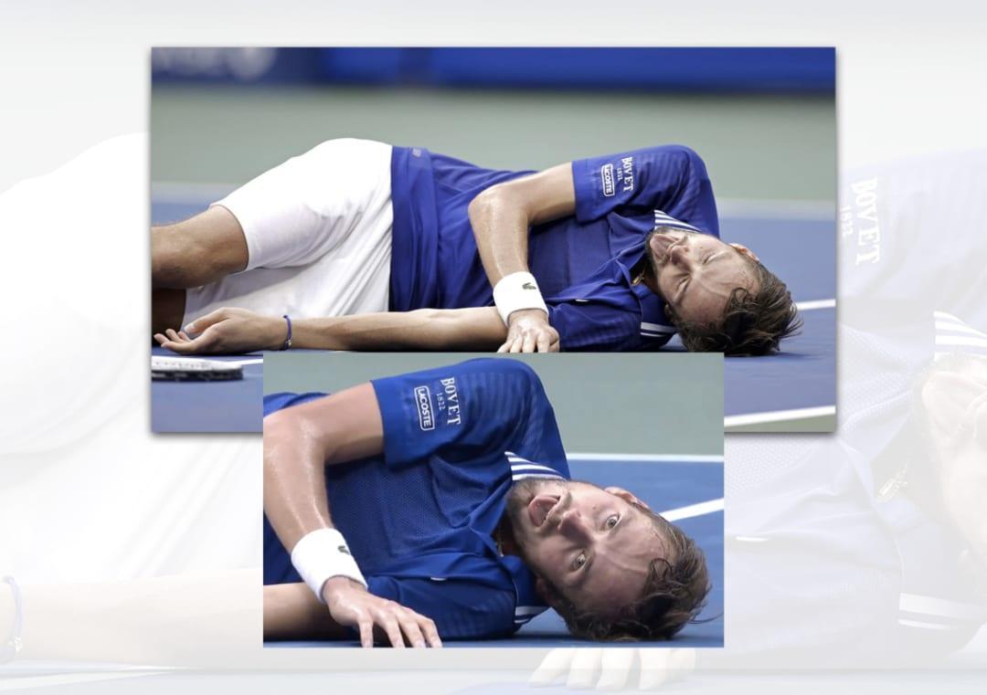 Medvedev falls on hard court, does 'dead fish' celebration after ...