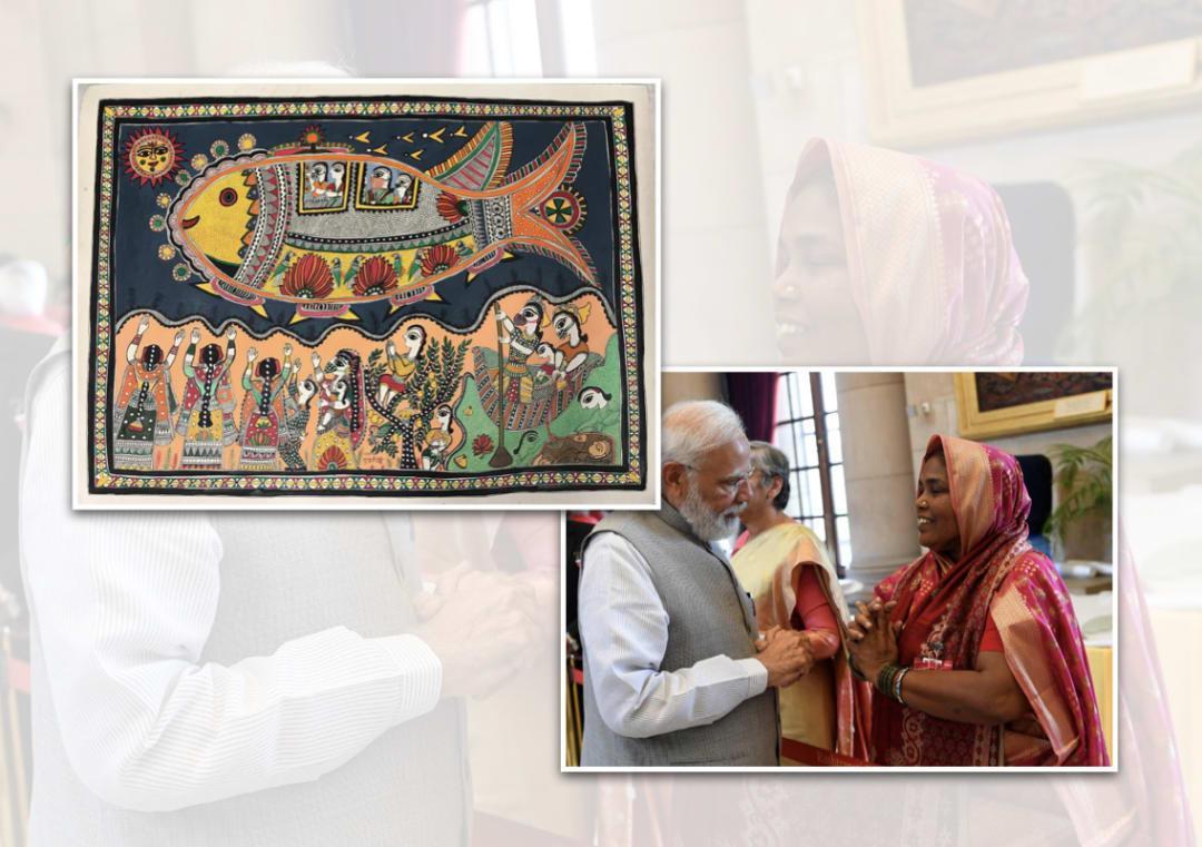 Padma awardee Dulari Devi gifts her artwork to PM Modi, PM shares pic