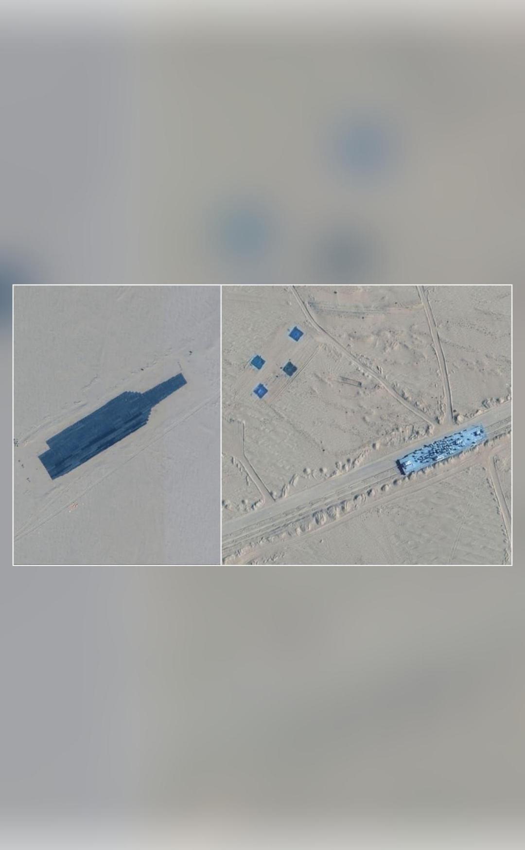 Satellite pics show China built mockups of US warships for target training