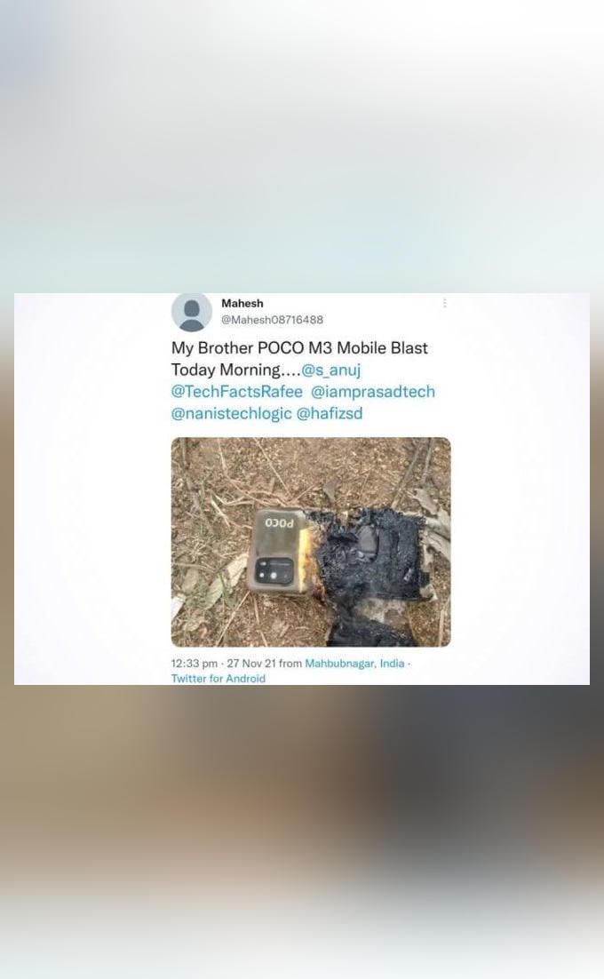 Man claims POCO M3 smartphone exploded; shares pic