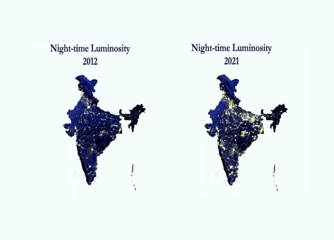 Govt shares satellite pics comparing how India looked in the night in ...