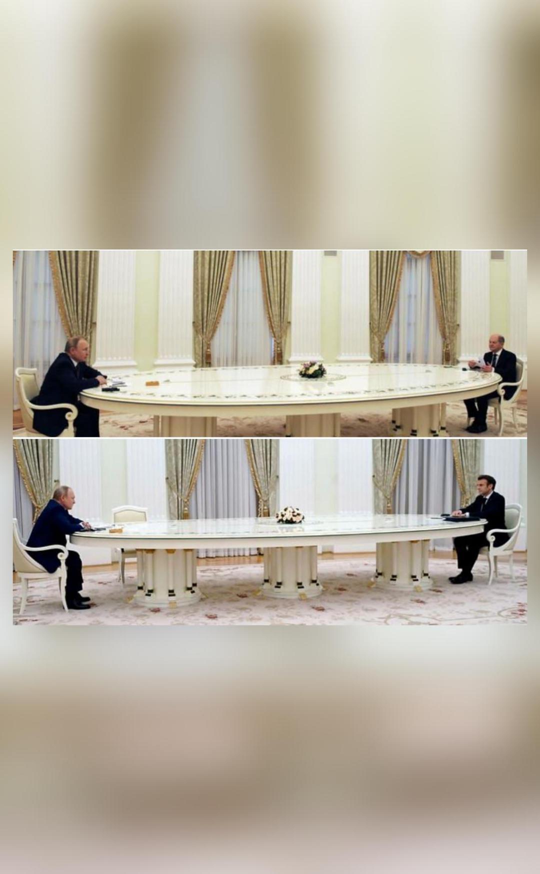 After French Prez, German Chancellor meets Putin at long table; pics go ...