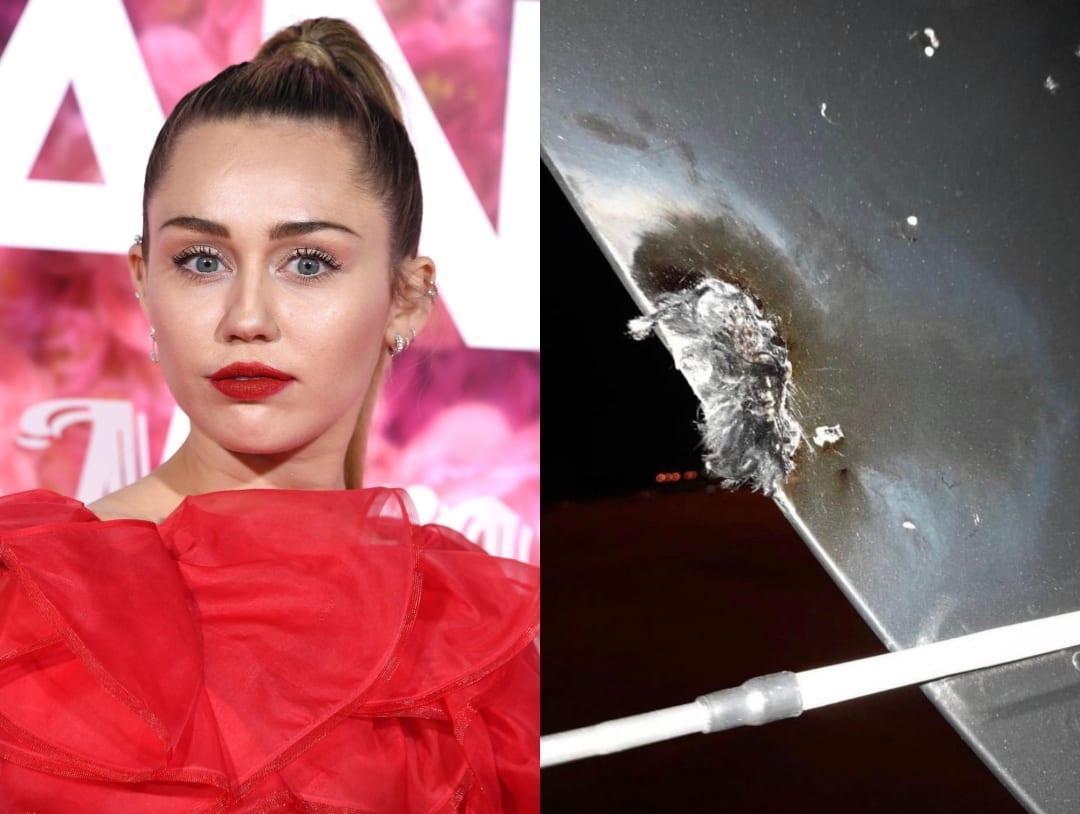 Miley Cyrus' plane hit by lightning; she shares pic of damage ...