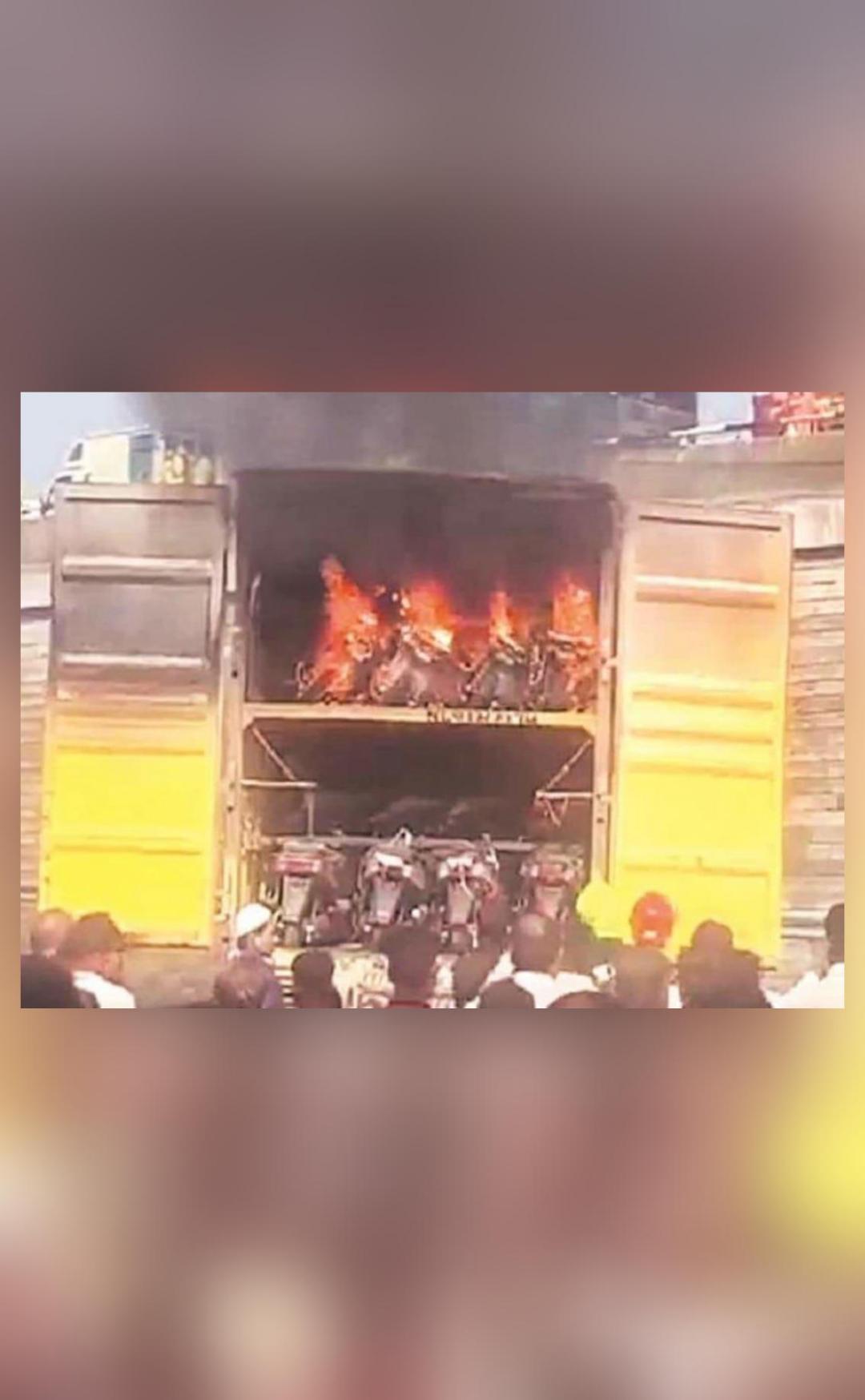 Viral video shows 20 electric scooters on fire in Maharashtra