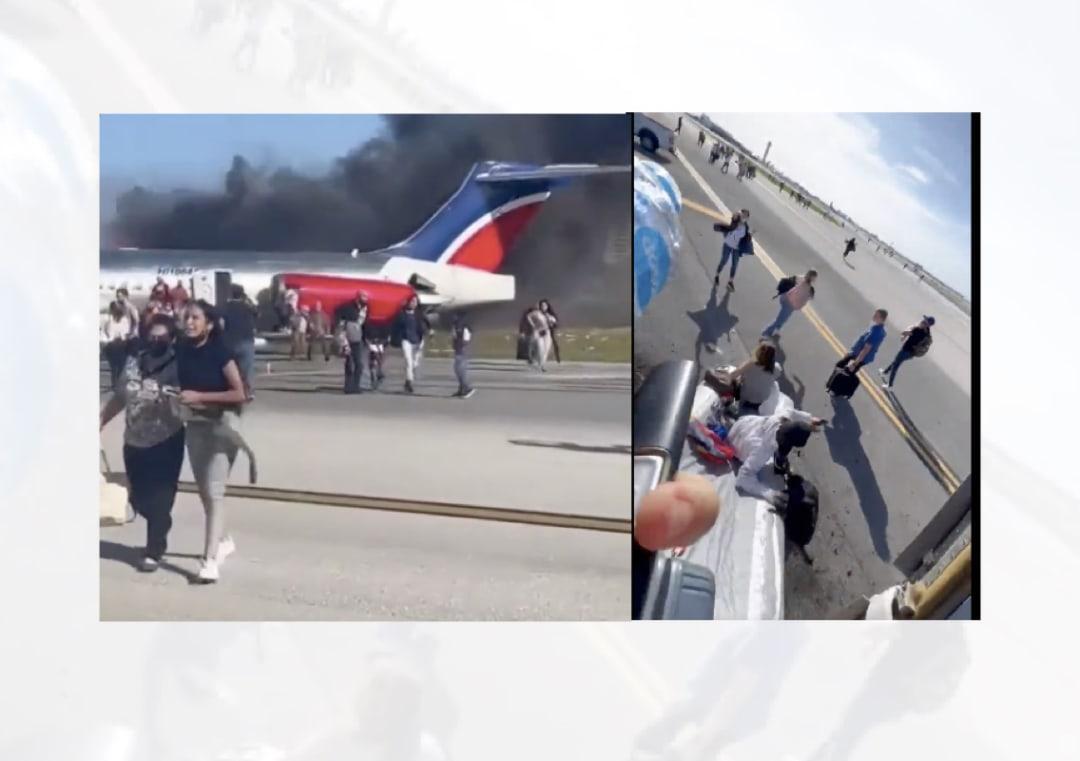 Video shows passengers evacuating burning plane after it crash landed in US