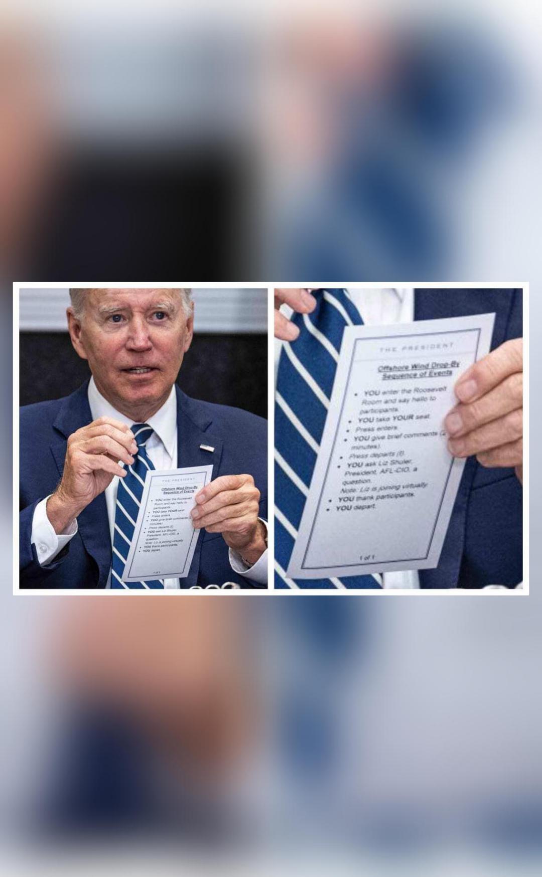 US President accidentally reveals cheat sheet telling him what to do ...