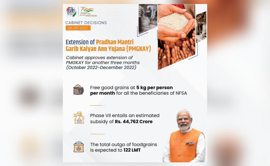 Govt extends free ration scheme till December 2022