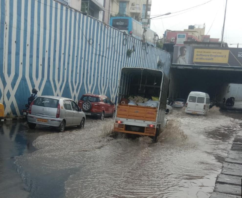 Waterlogging in underpass at Bengaluru's Kadubeesanahalli due to ...