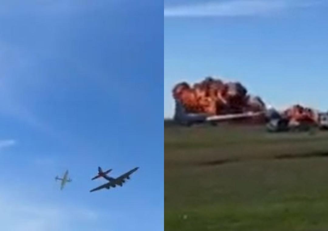 Two planes collide mid-air and crash at US air show, video surfaces Two planes collide mid-air and crash at US air show, video surfaces