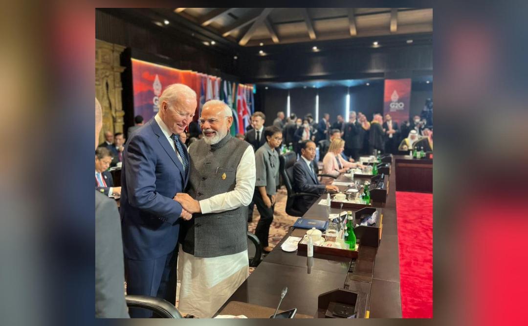 Biden walks over to PM Modi, hugs him at G20 Summit in Bali; video ...