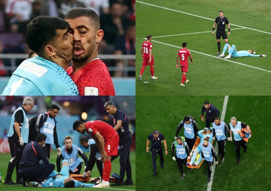 Iran goalkeeper suffers head injury during FIFA WC match, carried off ...