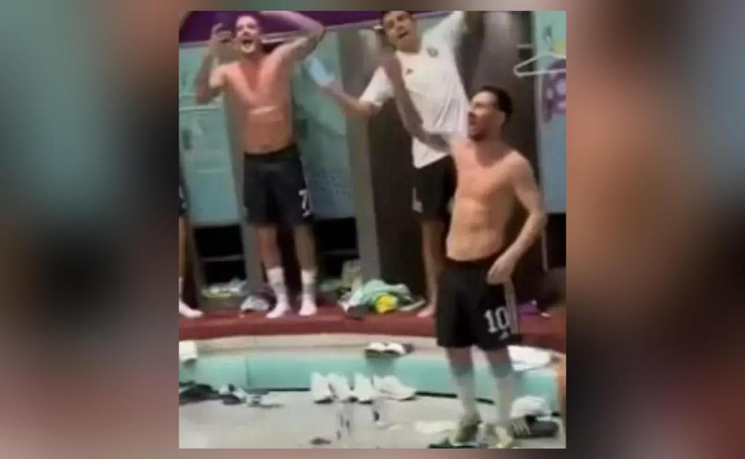 Shirtless Messi dances and sings with teammates after beating Mexico ...