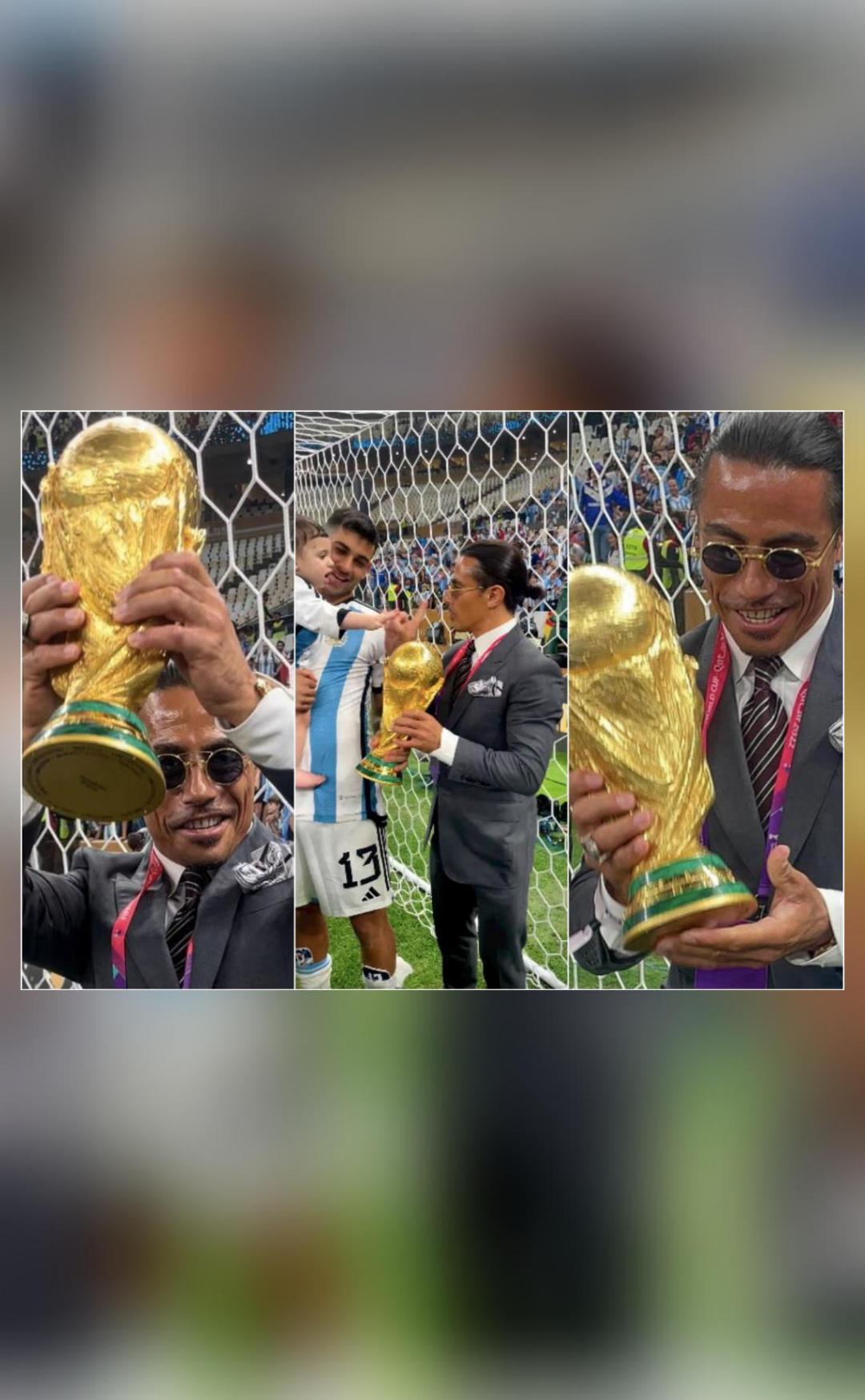 Chef Salt Bae touches & poses with FIFA WC trophy, criticised for ...