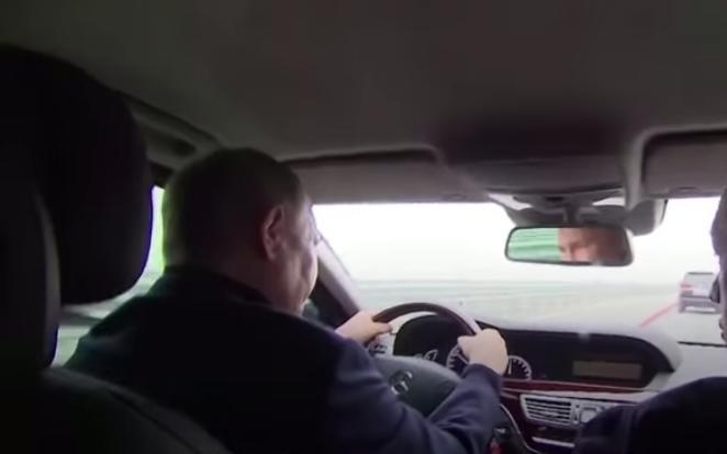 Putin drives Mercedes on Europe's largest bridge in Russia months after ...