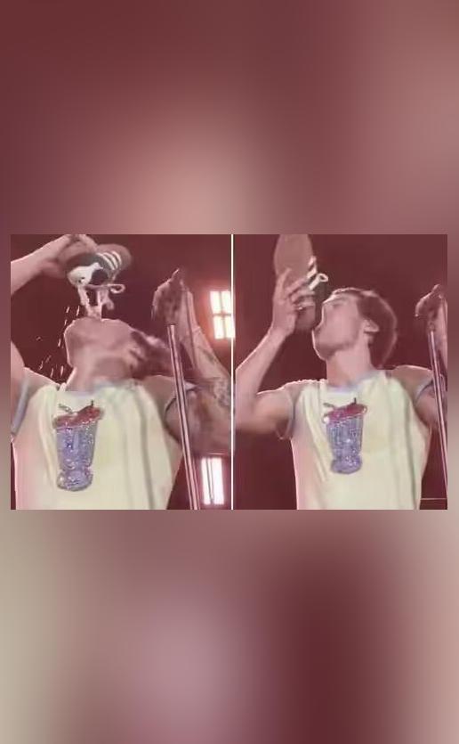 Harry Styles drinks out of shoe during concert; video goes viral