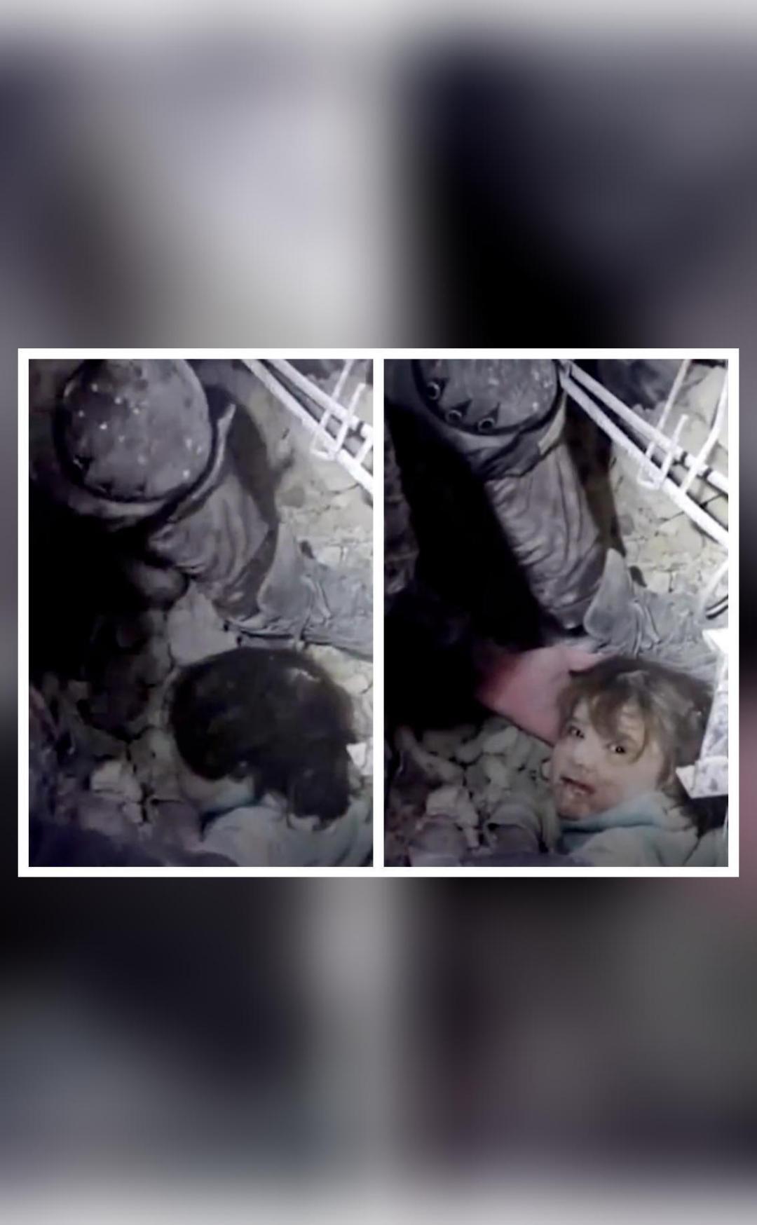 Girl stuck in quake rubble smiles after seeing her father in Syria ...