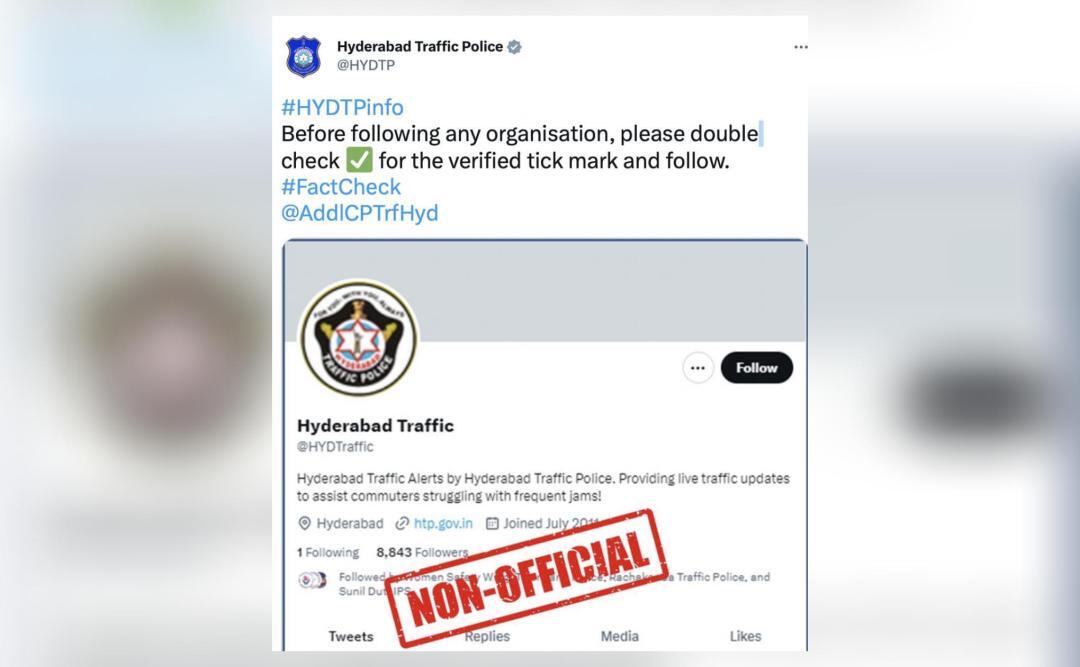 Hyderabad Traffic Police shares pic of fake account, alerts people ...