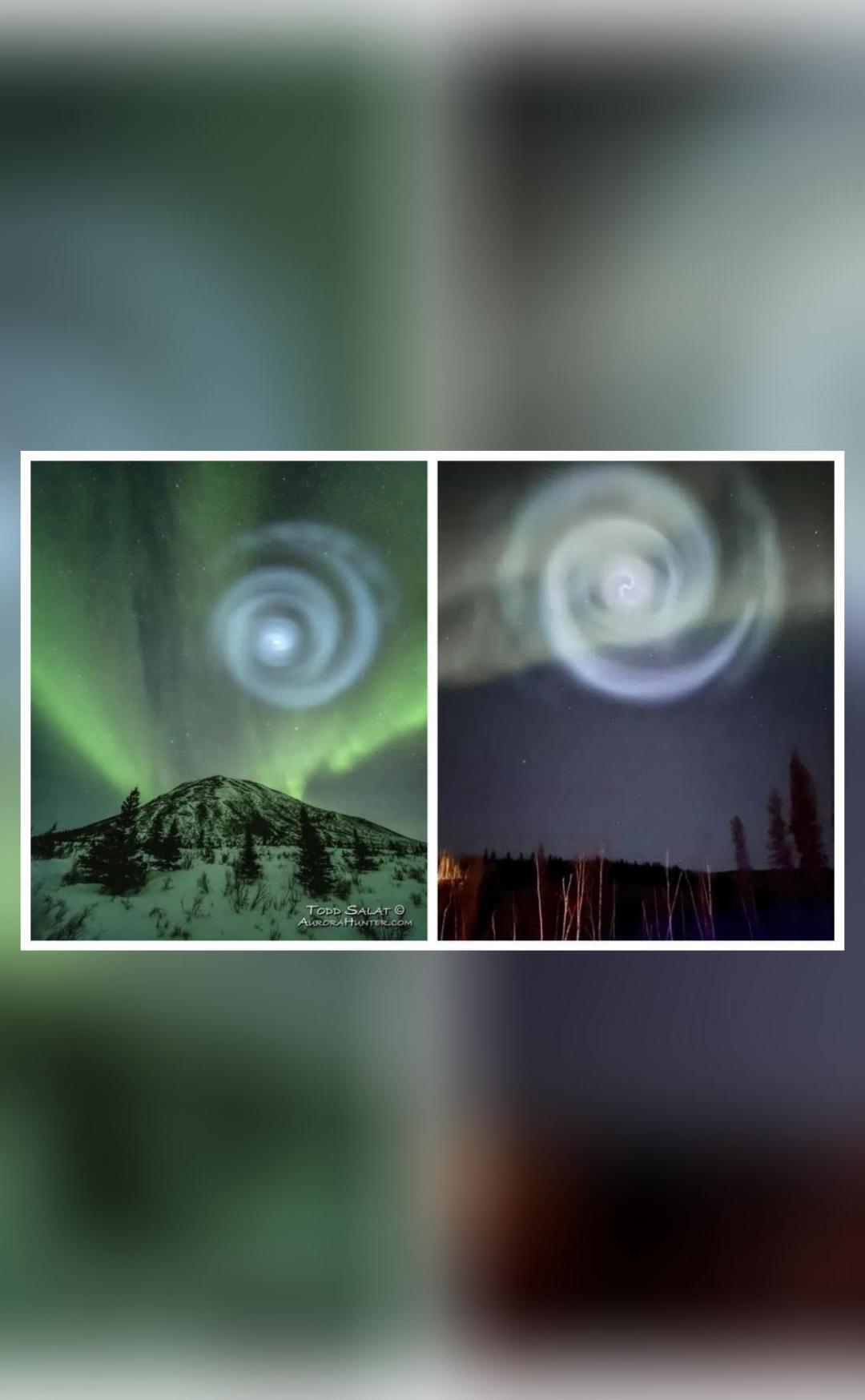 Mysterious spiral seen along with northern lights in Alaska skies; pics ...