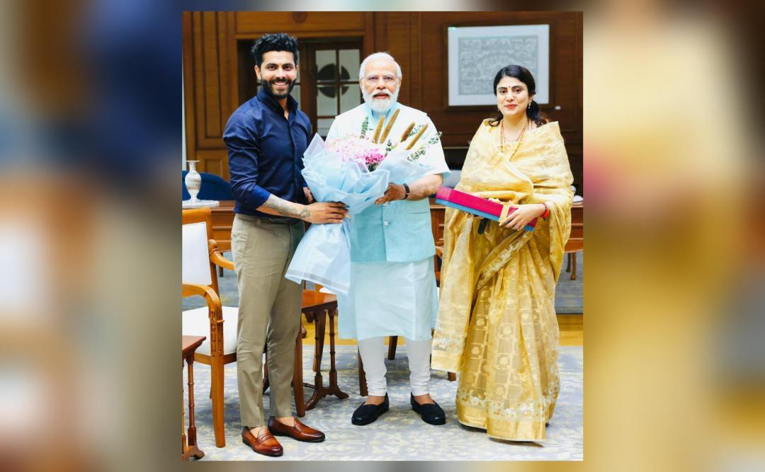 Ravindra Jadeja, wife Rivaba meet PM Modi; cricketer shares pic