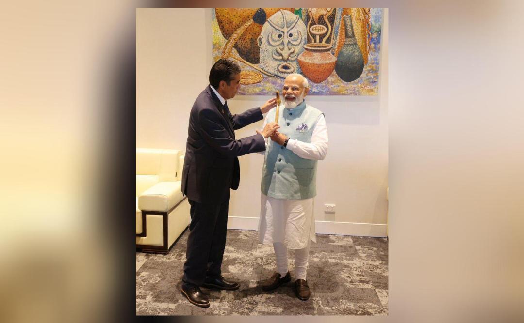 PM Narendra Modi presented with Ebakl Award by Palau President