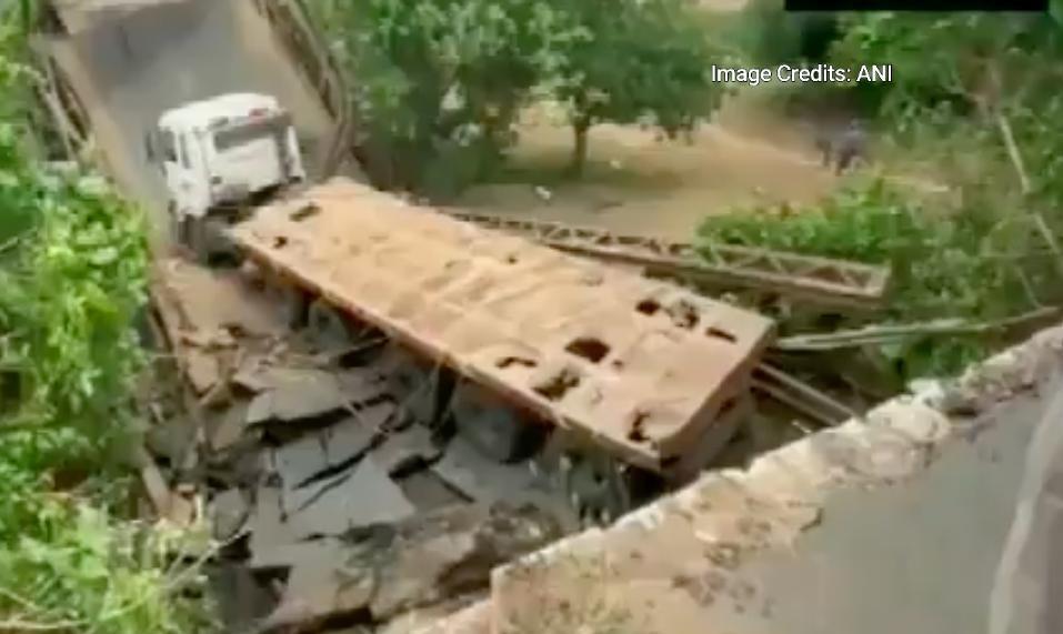 Bridge collapses as stone lorry passes in Andhra, video surfaces