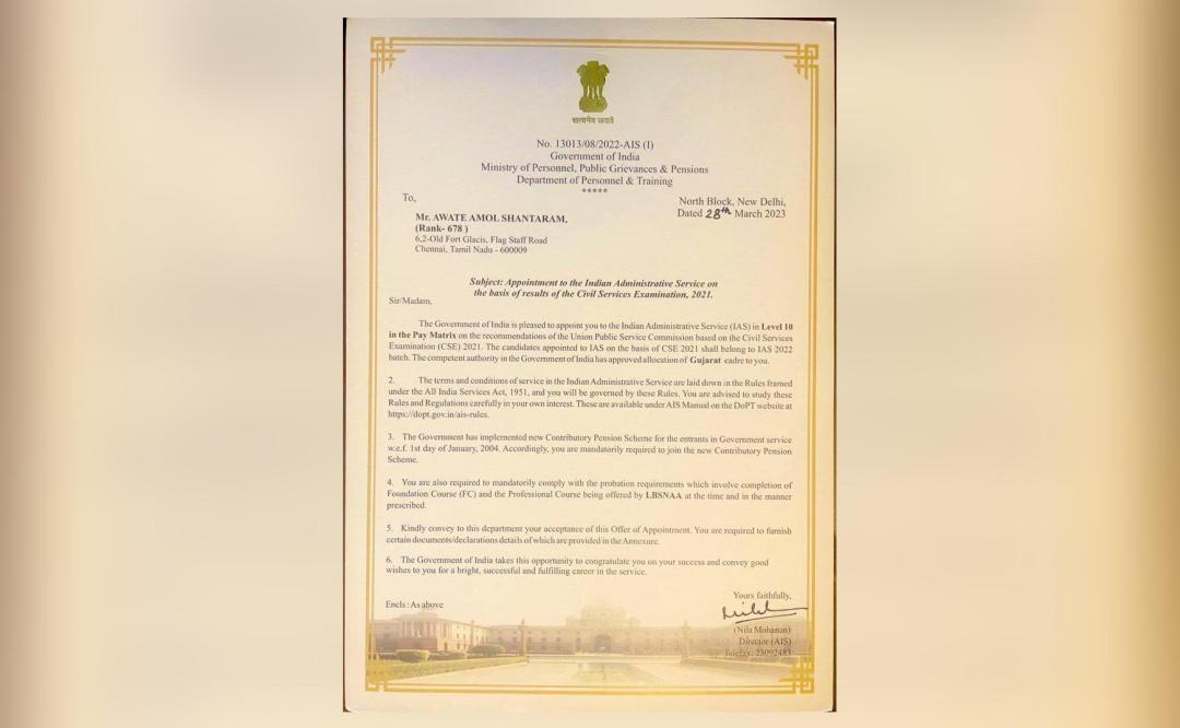 Lt Colonel who has become IAS officer shares his appointment letter