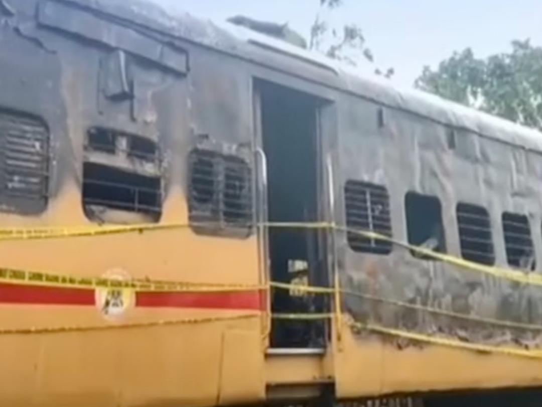 Fire breaks out in coach of halted train in Kerala's Kannur